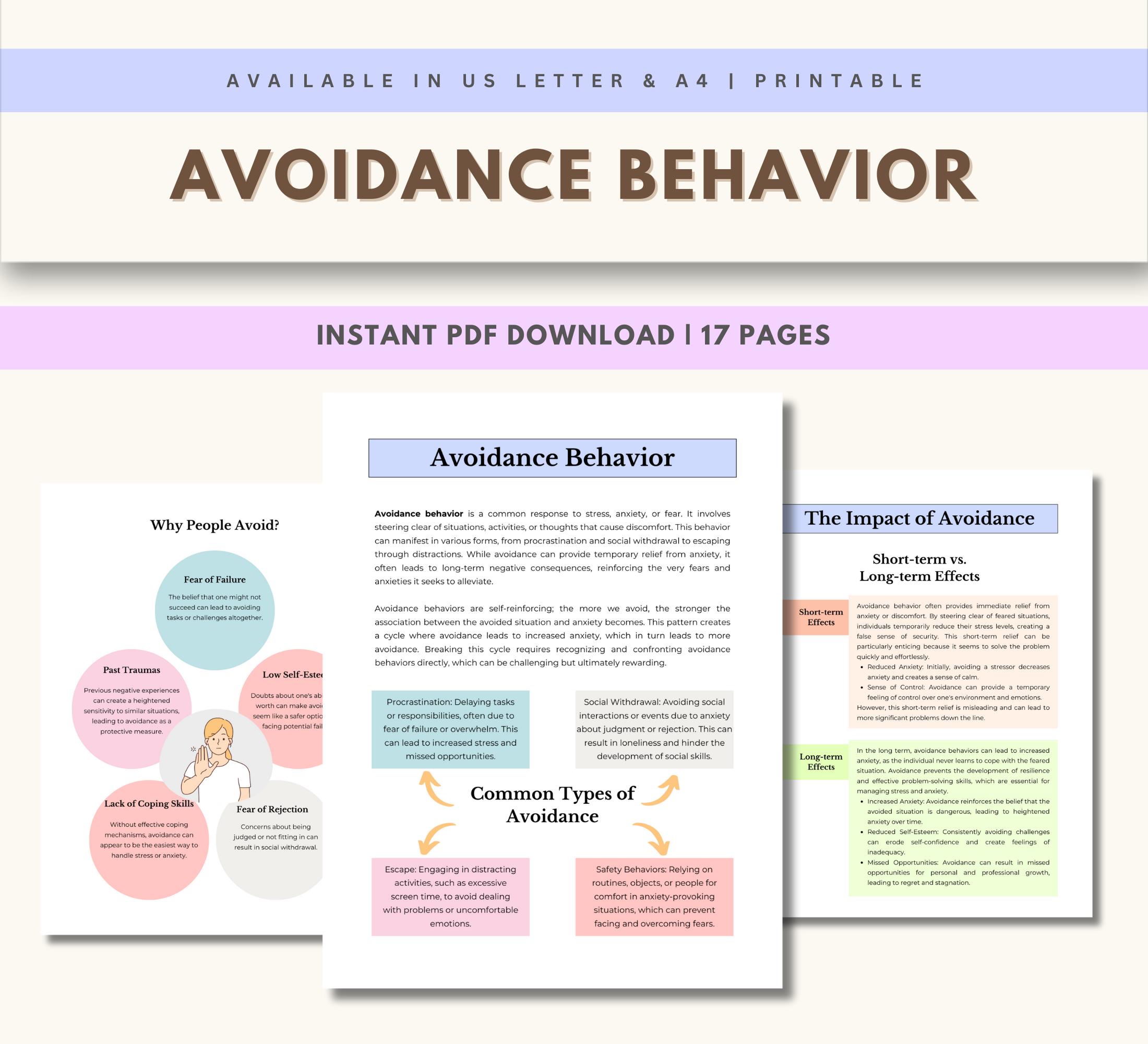 Avoidance Behavior Worksheets, the Cycle of Emotional Evidence ...