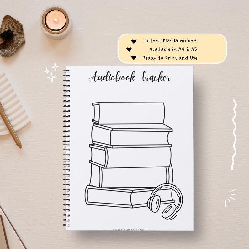 Audiobook Printable Journal Pages - Book Tracker - Audiobook Log ...