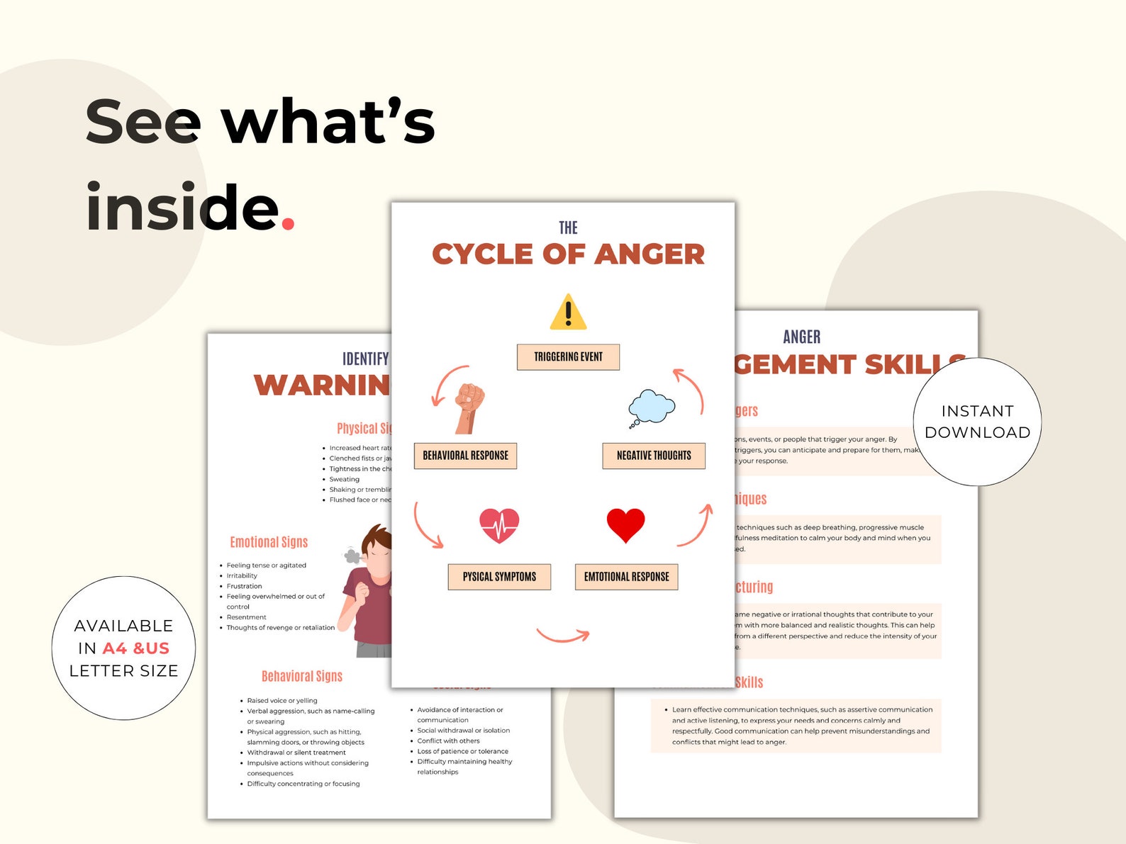 Anger Management Skills Worksheets, Anger Iceberg, Emotional ...