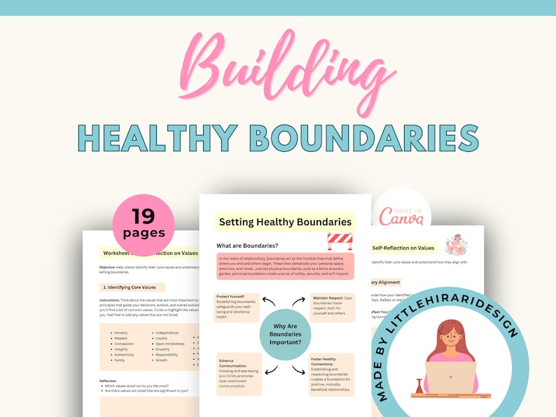Setting Boundaries Worksheets for Adults and Teens , Self Care and Self ...