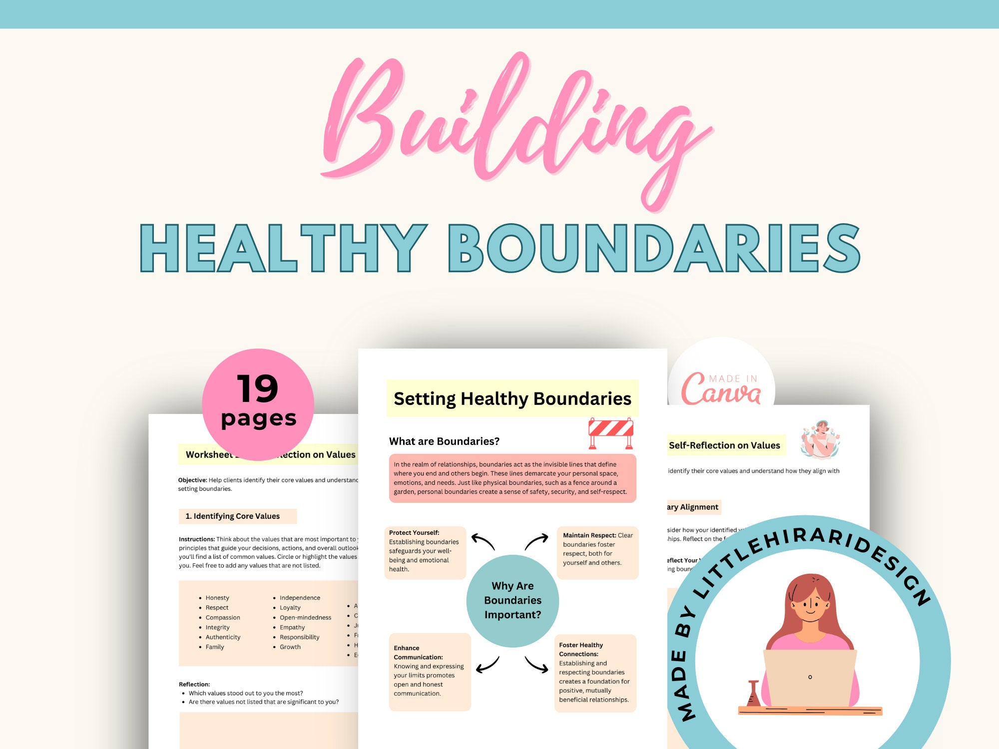 Setting Boundaries Worksheets for Adults and Teens , Self Care and Self ...