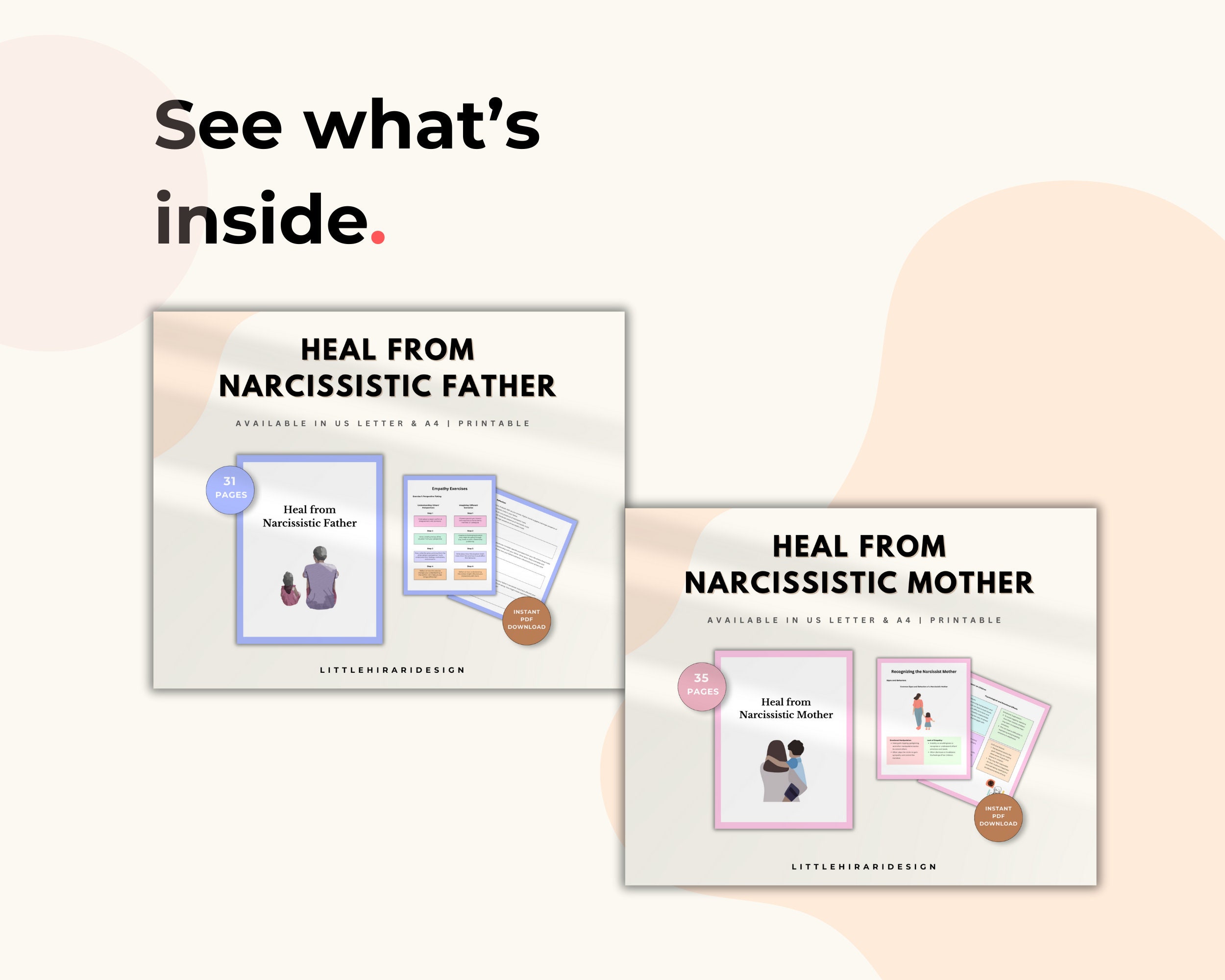 Healing Inner Child Therapy Bundle, Father Wound Worksheets, Mother ...