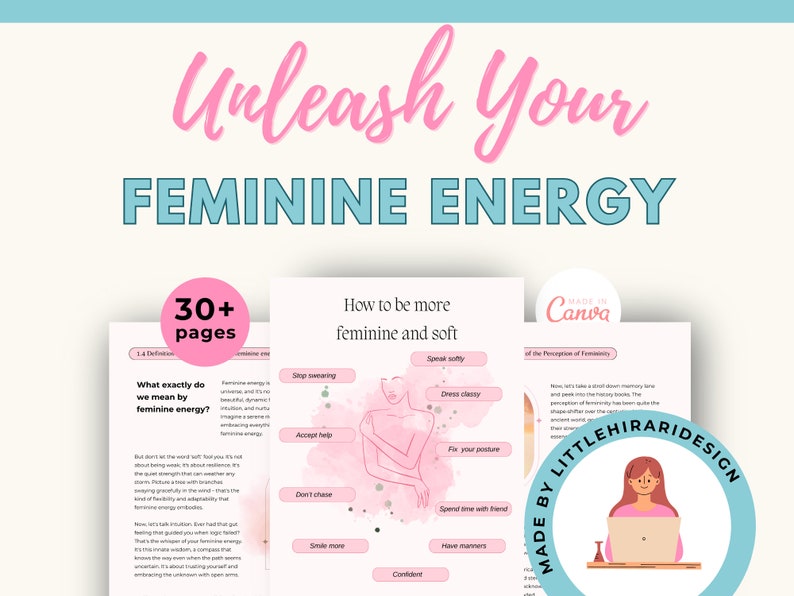 Embrace Feminine Energy Workbook, Done for You Woman Canva Ebook ...
