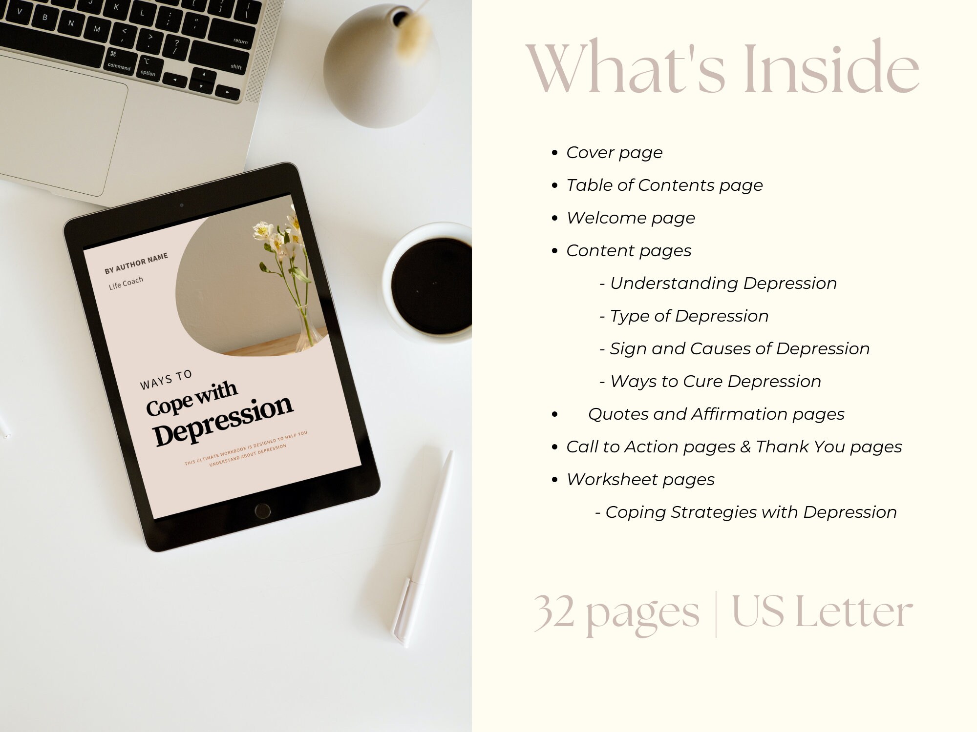 Depression Workbook Canva, Done for You Depression Ebook, Brandable ...