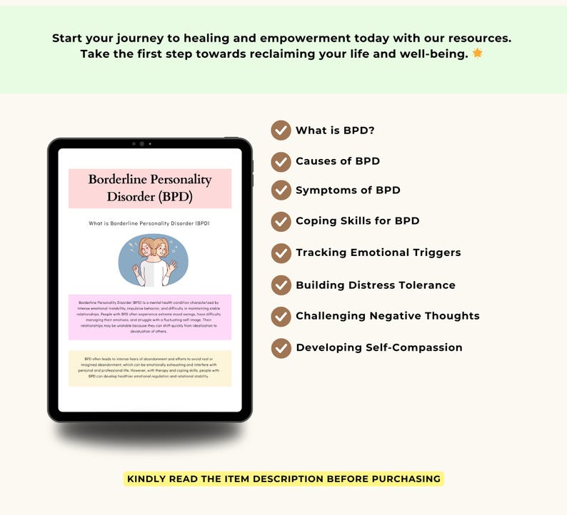 Borderline Personality Disorder DBT Worksheets, BPD Resources, Therapy ...