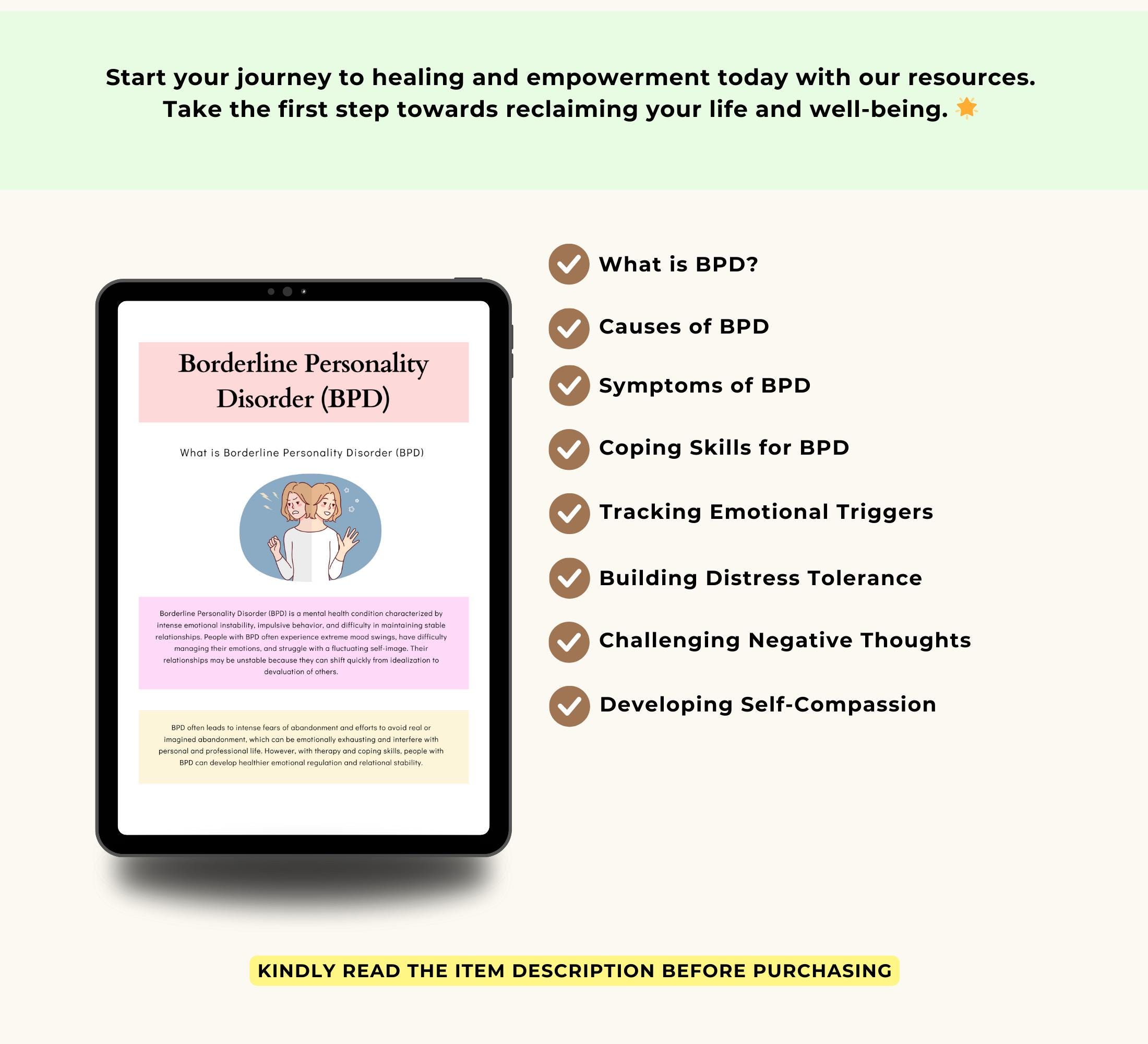 Borderline Personality Disorder DBT Worksheets, BPD Resources, Therapy ...