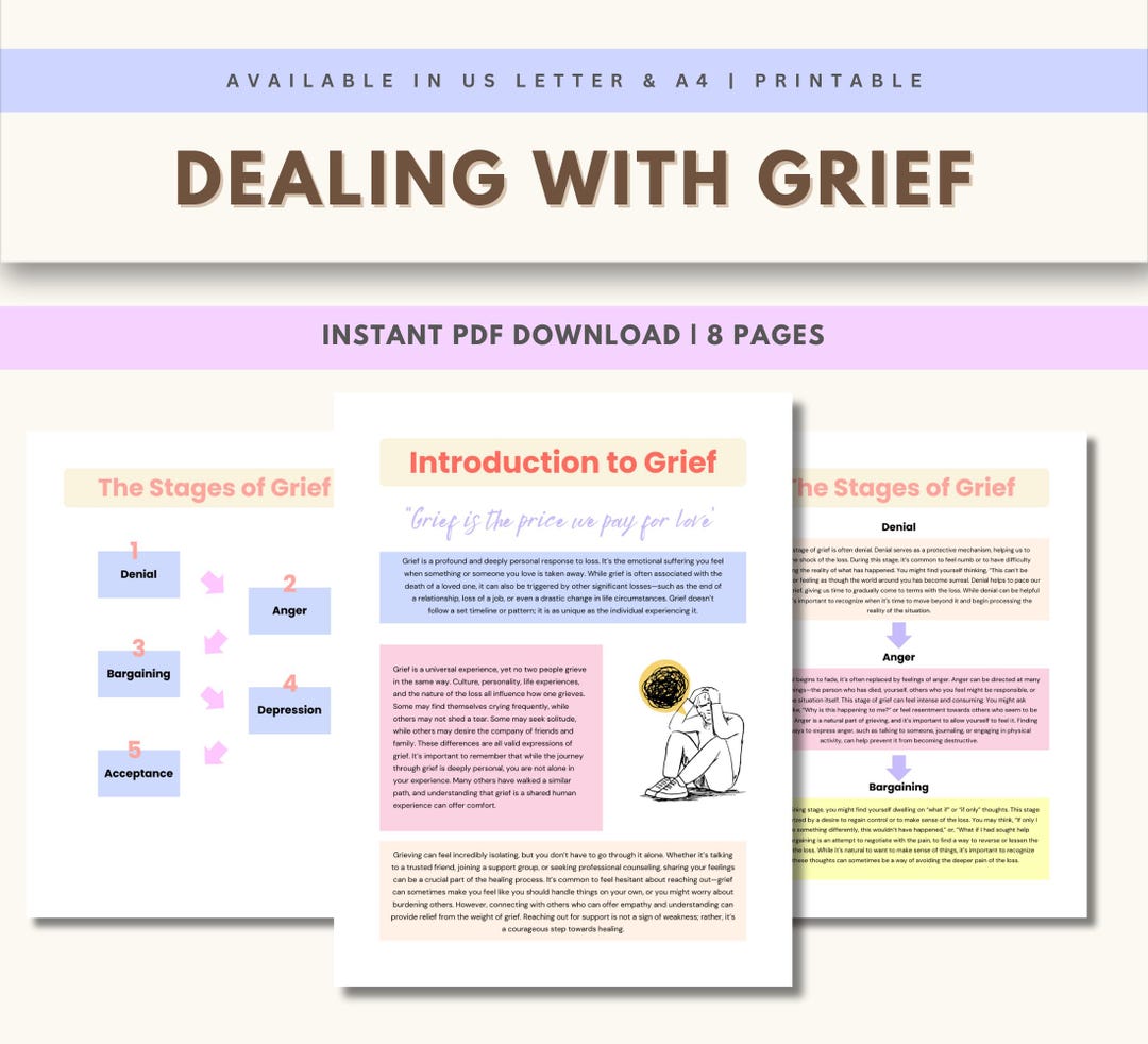 Grief and Loss Handouts for Teens and Adults, Stages of Grief, Emotional Regulation, Grief ...