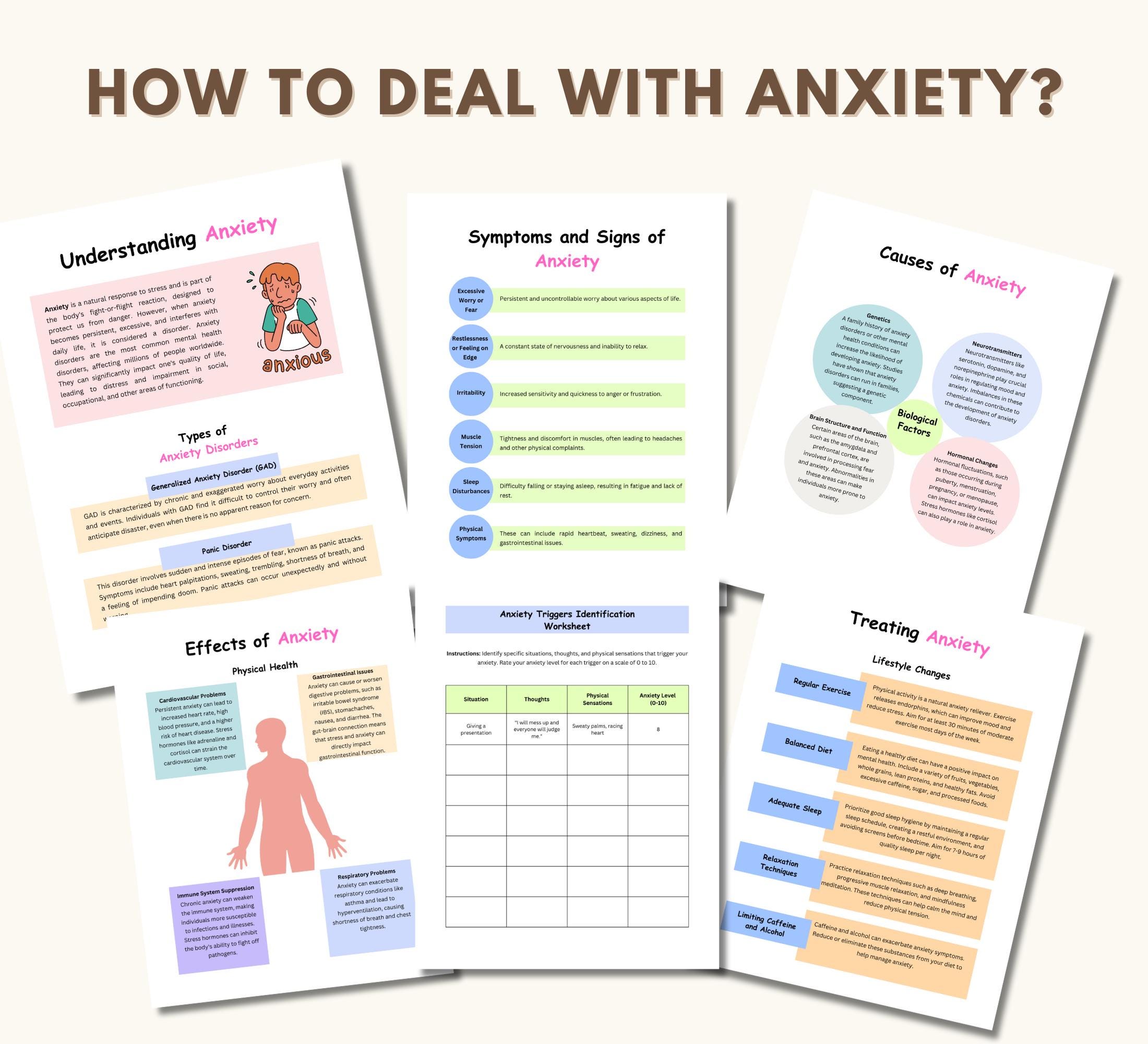 Understanding Anxiety Worksheets for Teens and Adults, Social Anxiety ...