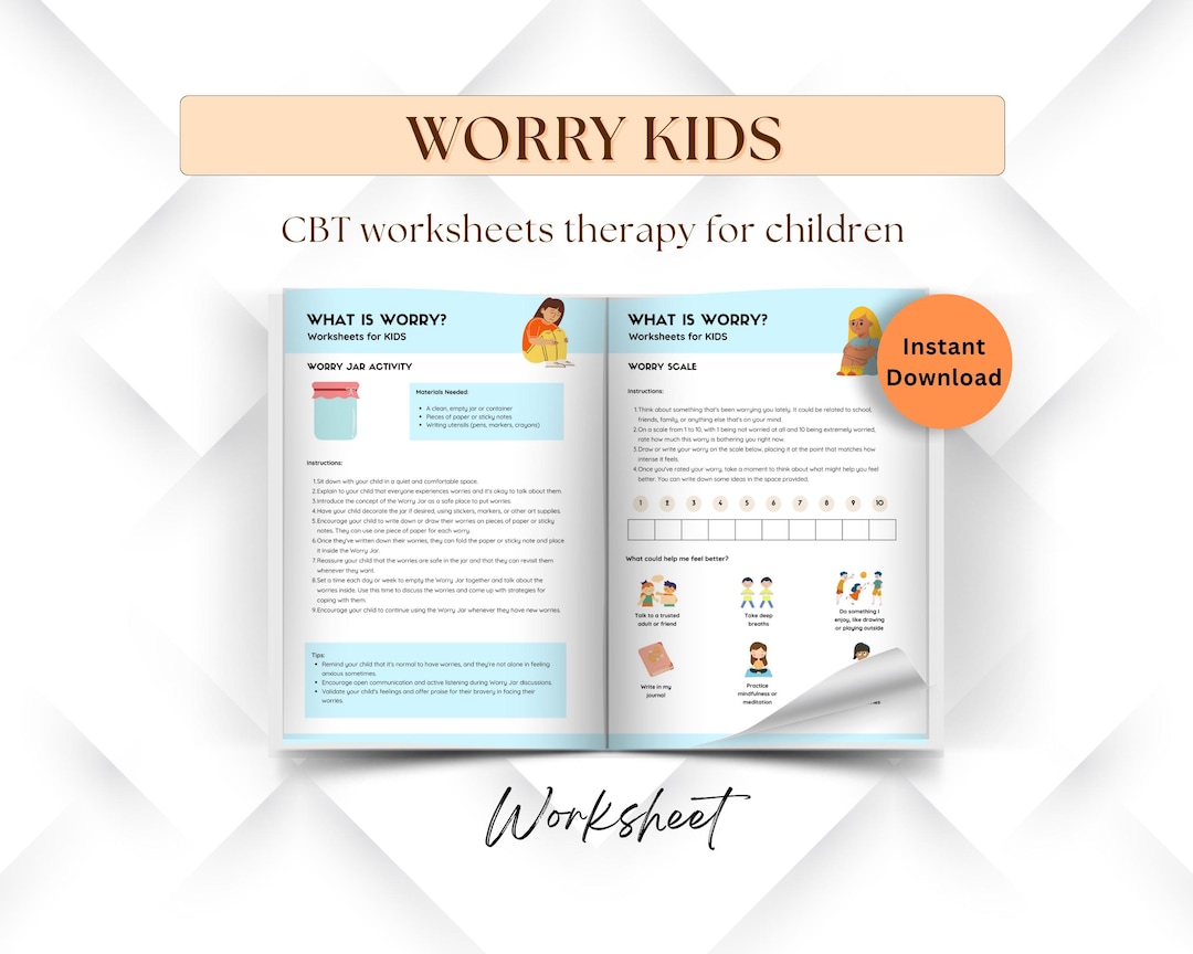 Worry Worksheets Kids, CBT Therapy for Children, School Counselling ...