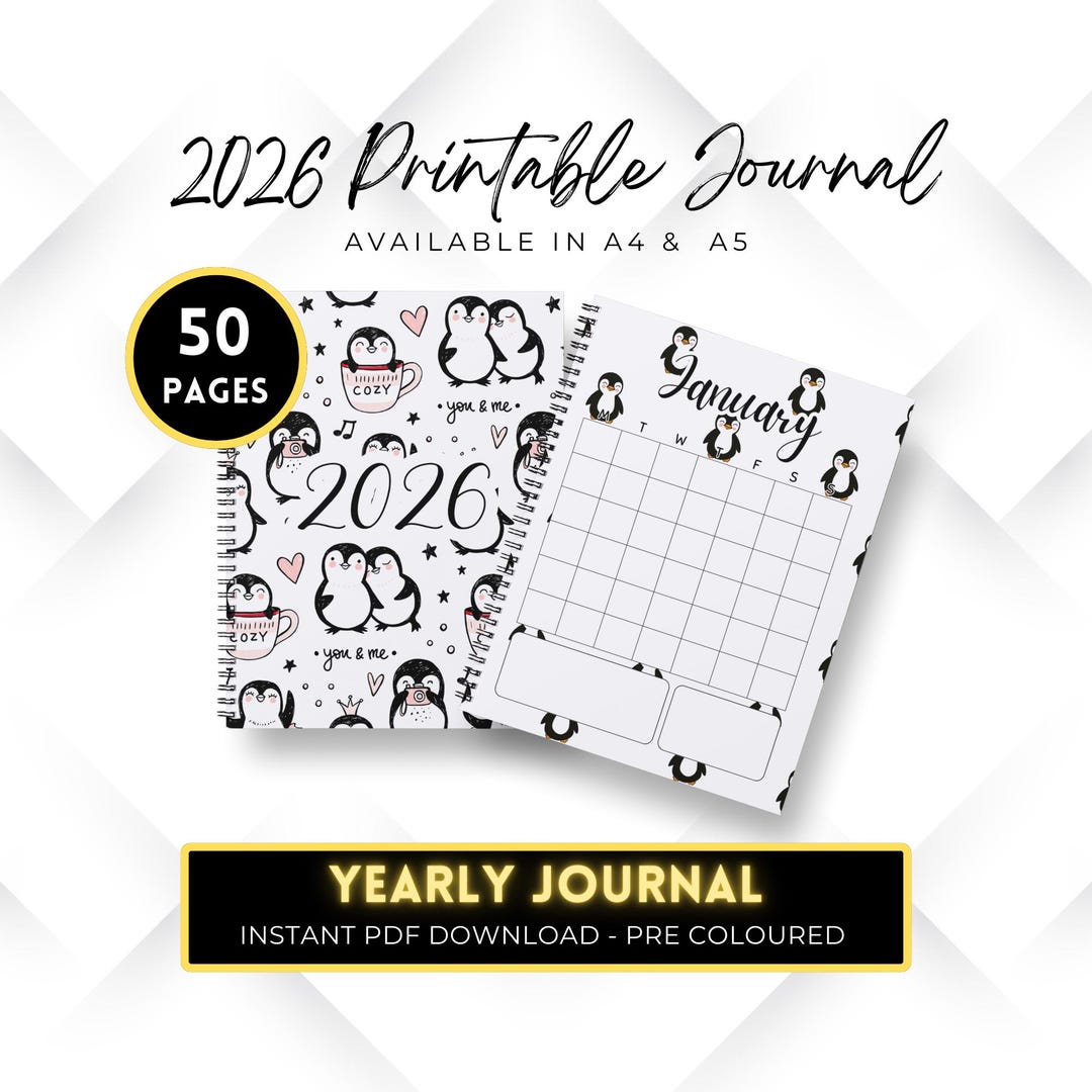 2026 Journal Bundle - Penguin Theme PRINTABLE Journal Page - Premade ...