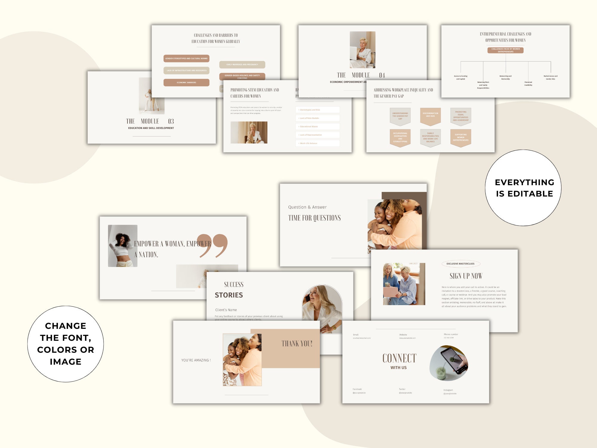 Woman Empowerment Slide Deck Presentation Template Canva, Masterclass ...