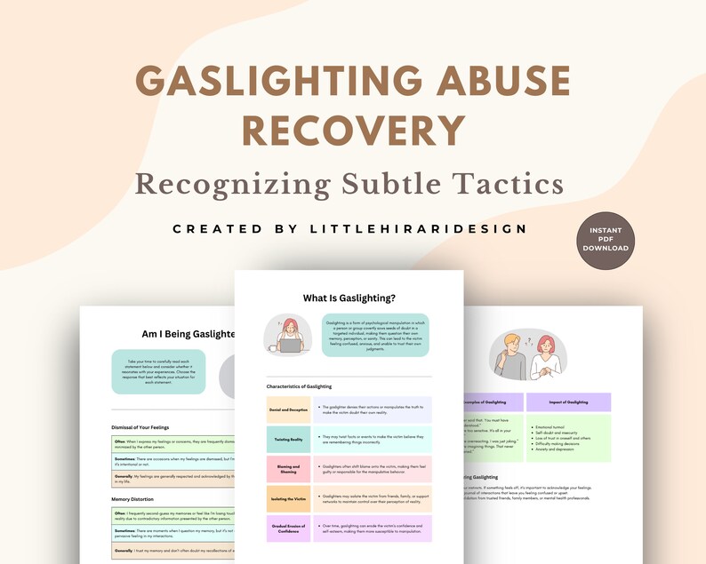 Gaslighting Recovery Worksheets for Psychological Abuse, Narcissism ...