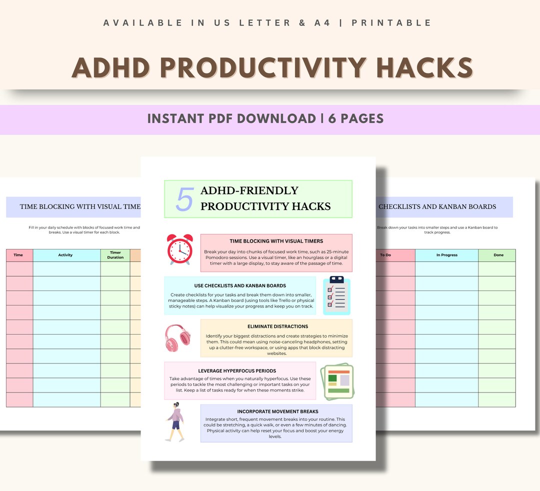 ADHD Executive Functioning Skills Strategies Psychoeducation Worksheets ...