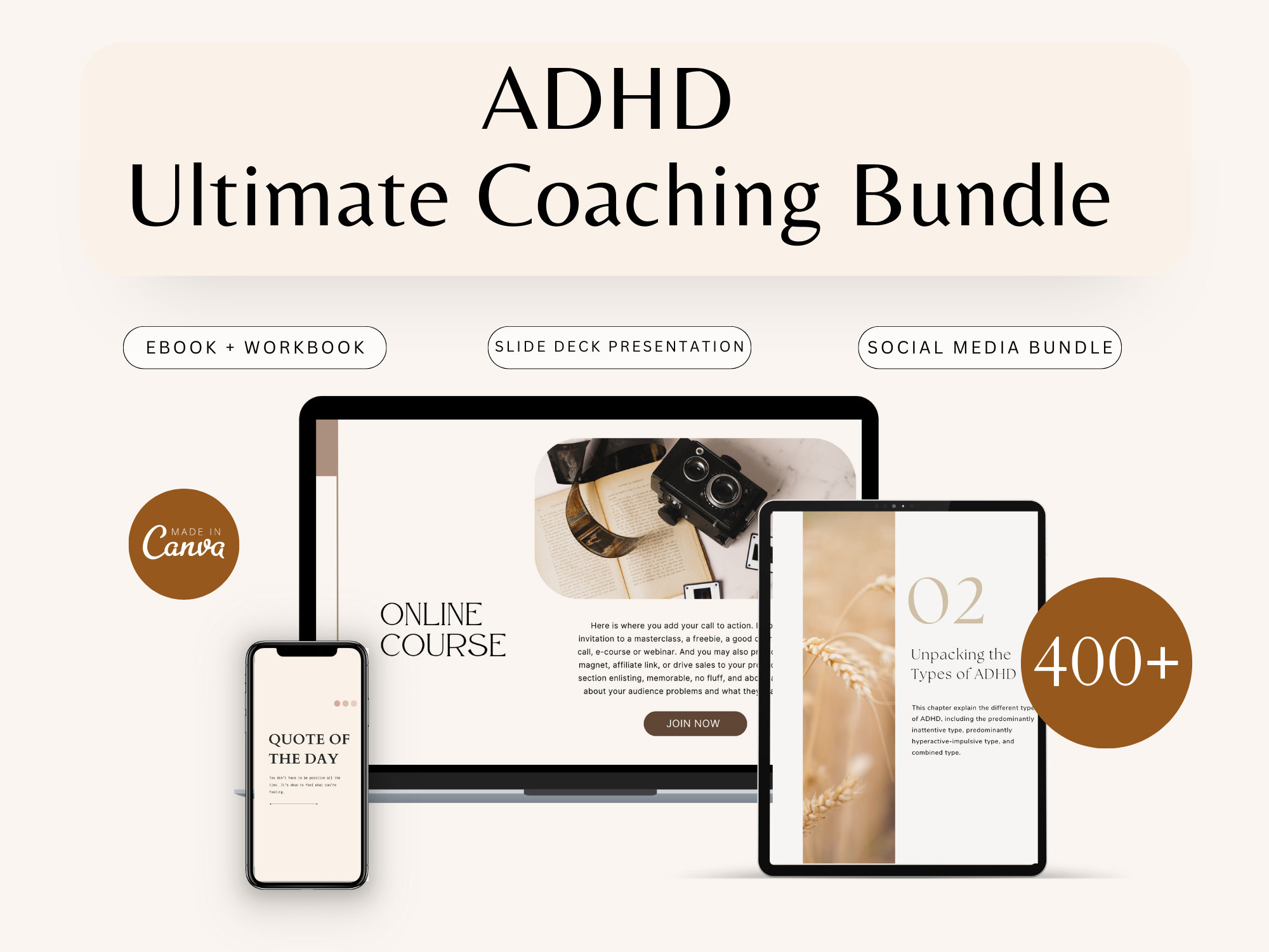 Adhd Coaching Bundle Canva Template Adult Adhd Therapy Ebook Workbook