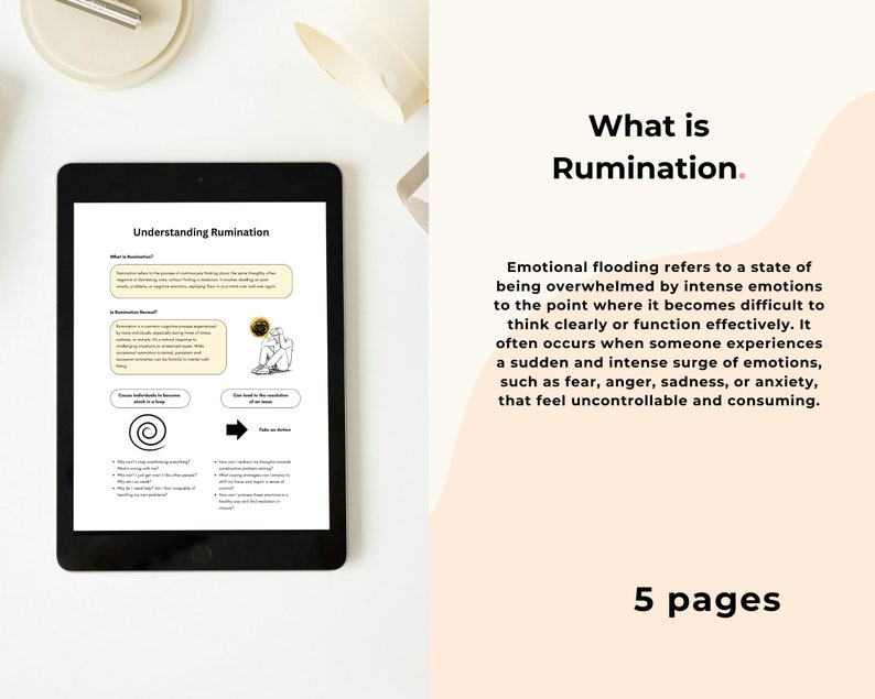 Rumination Thoughts on Negative Feeling Worksheets, Depression Coping ...