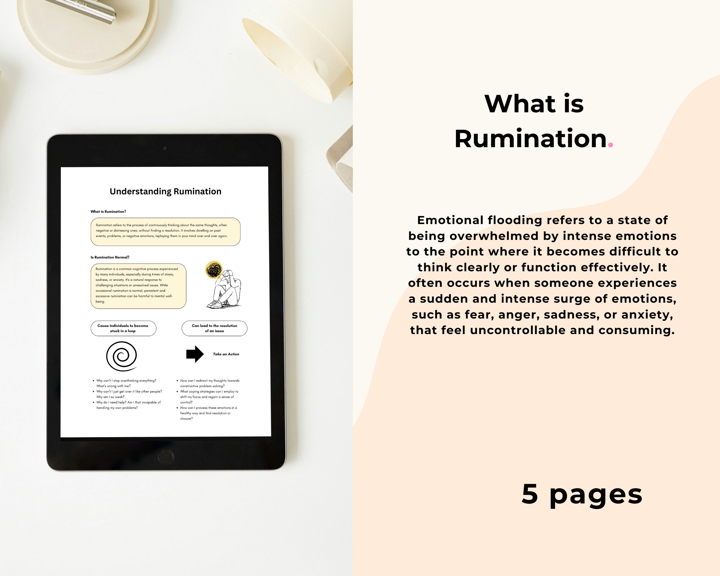 Rumination Thoughts on Negative Feeling Worksheets, Depression Coping ...