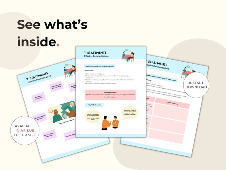 I Statements Worksheets, Psychoeducation Communication Styles ...
