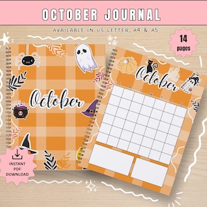 October Journal Bundle: Halloween Theme, Printable Journal Pages, Pre ...