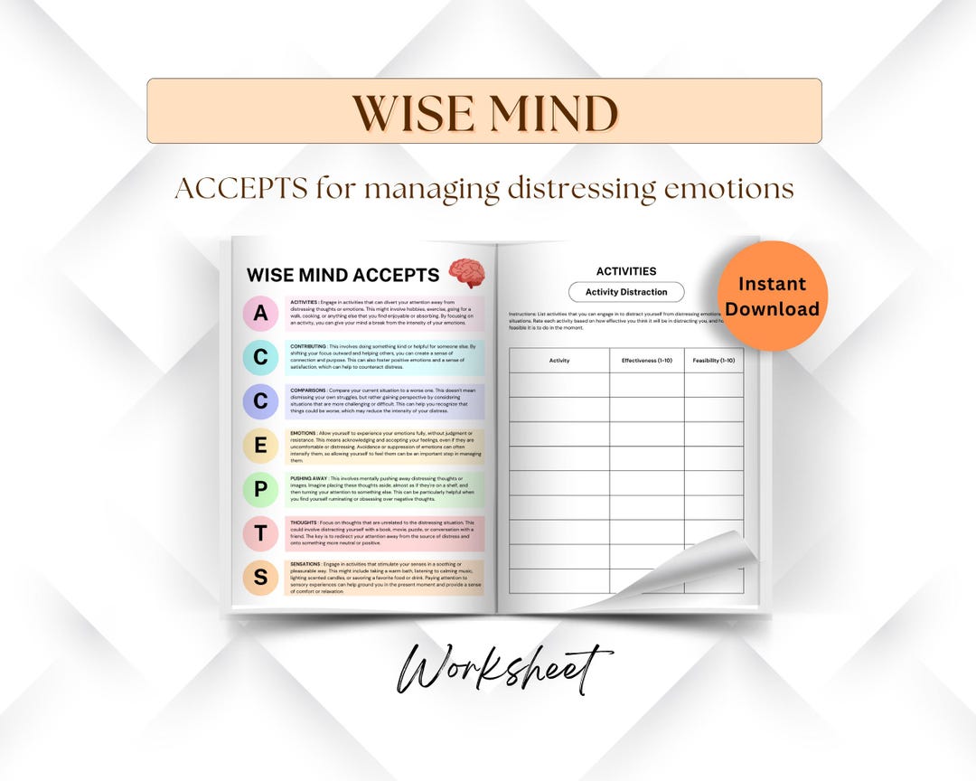 Wise Mind ACCEPTS for Managing Distressing Emotions, DBT Emotional ...