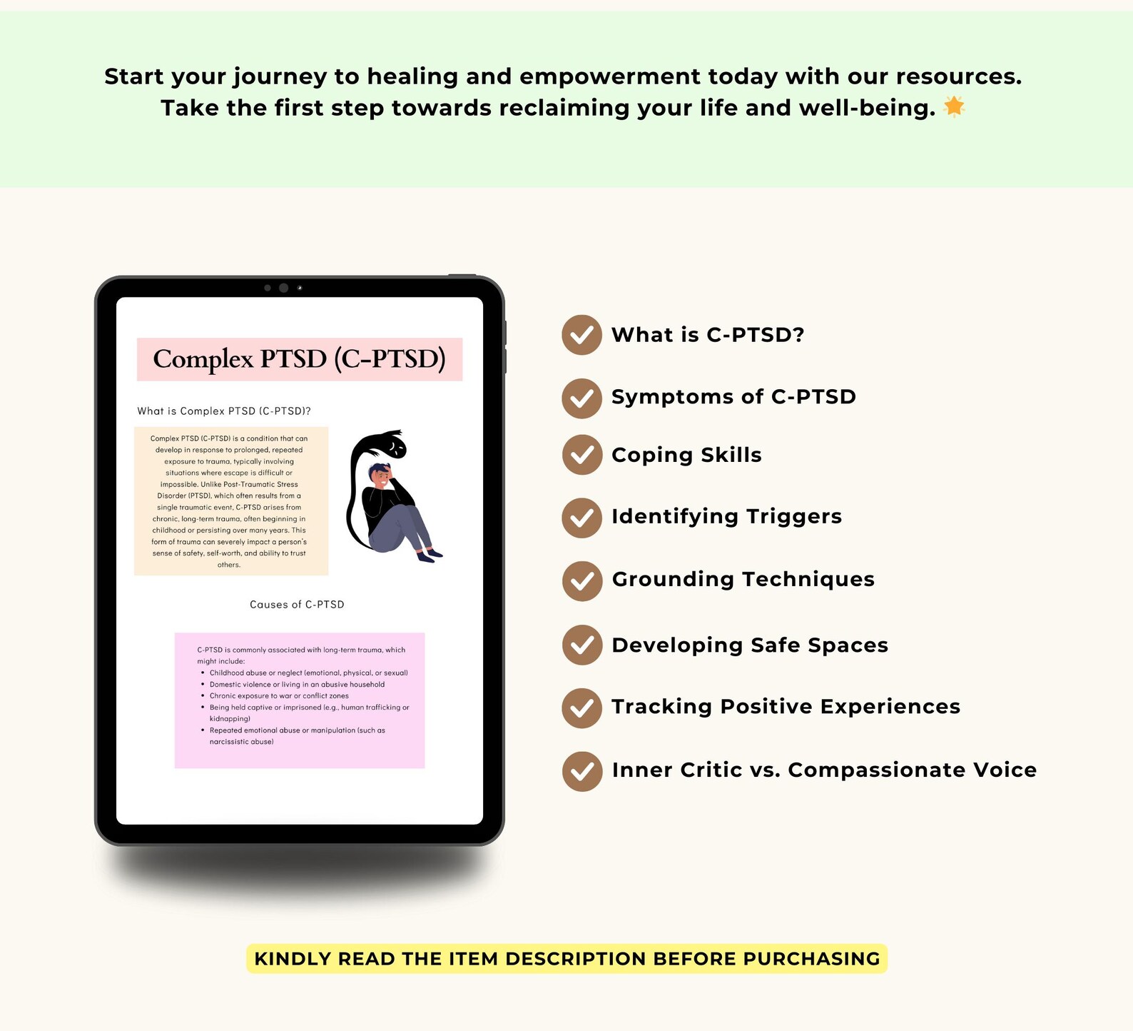 Complex PTSD Worksheets, Trauma Therapy Workbook for Adults, PTSD ...