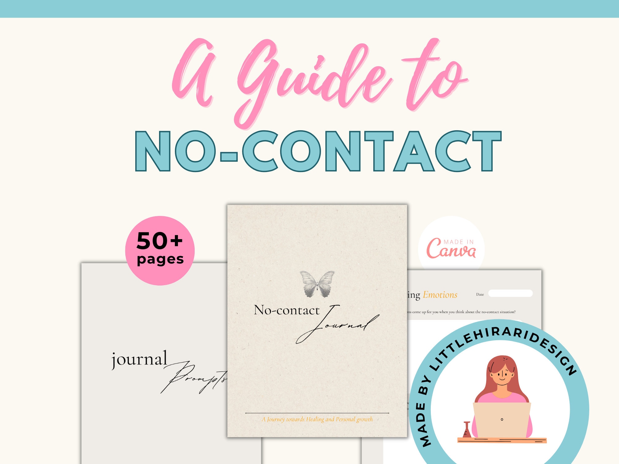 No Contact Journal Worksheets, Breakup Healing, Self Therapy Journal ...