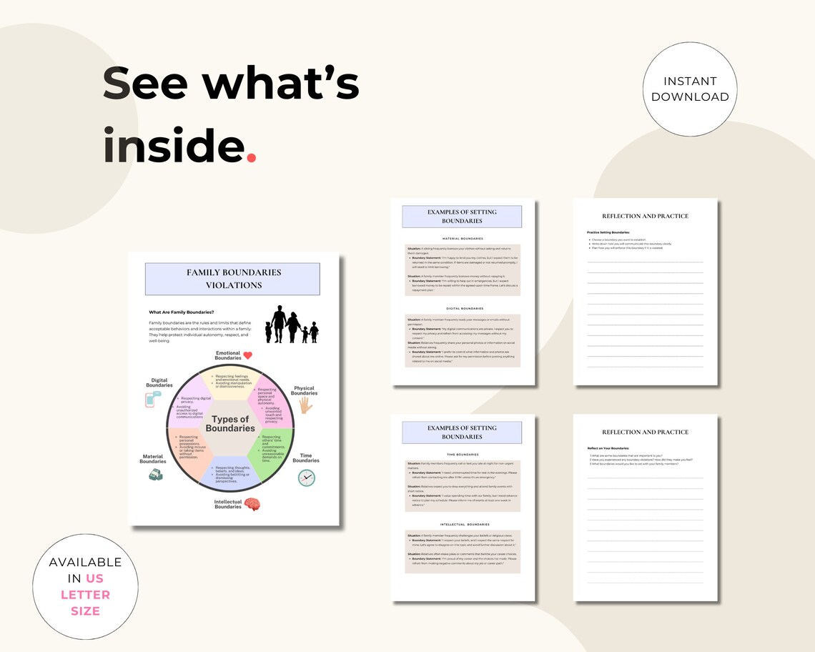 Family Boundaries Violation Worksheets for Adults and Teen, Setting ...