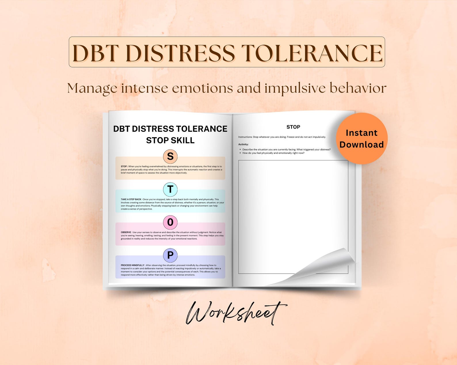 STOP Skills for Managing Intense Emotions and Impulsive Behavior, DBT ...