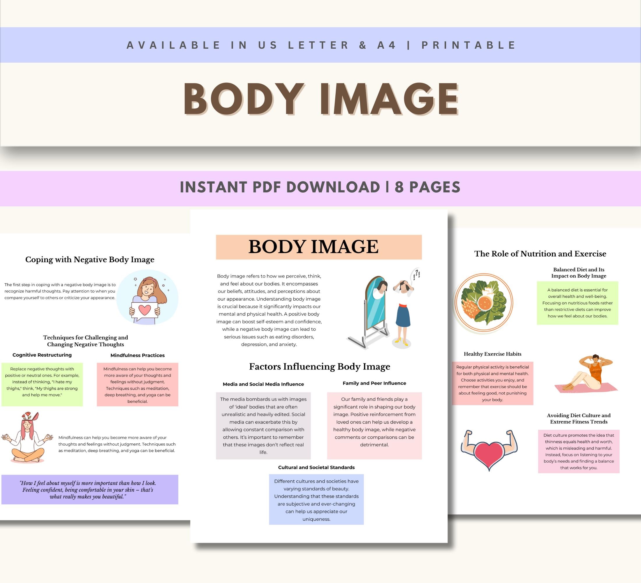 Body Image Worksheets for Teens and Adult, Body Positivity, Overcome ...