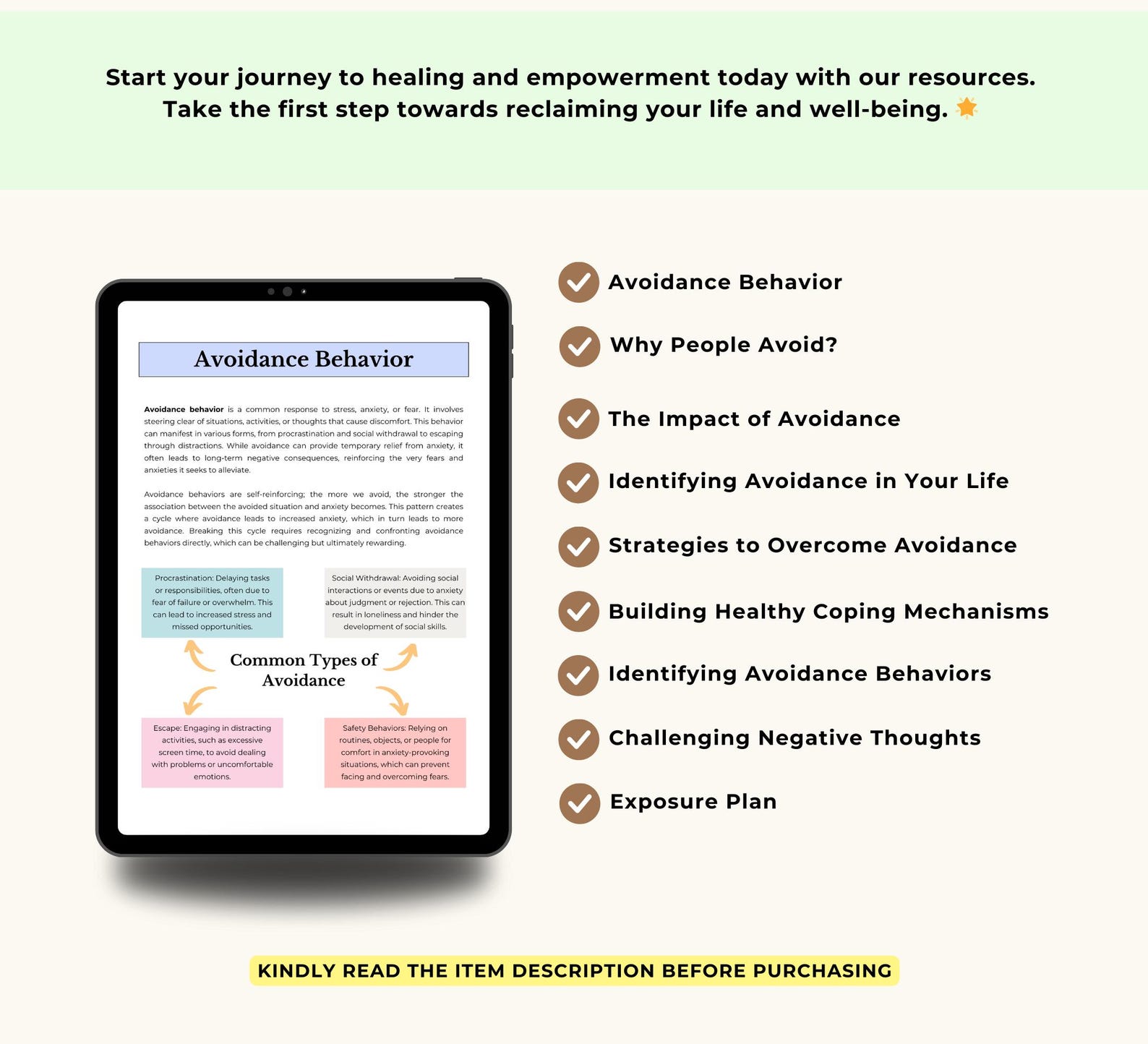 Avoidance Behavior Worksheets, the Cycle of Emotional Evidence ...