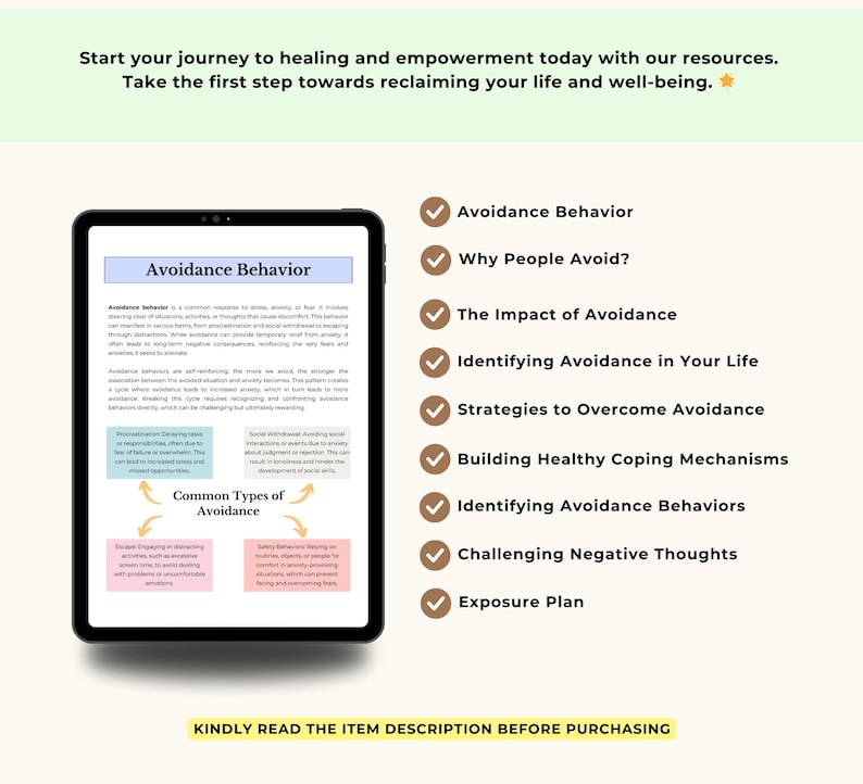 Avoidance Behavior Worksheets, the Cycle of Emotional Evidence, Mental ...