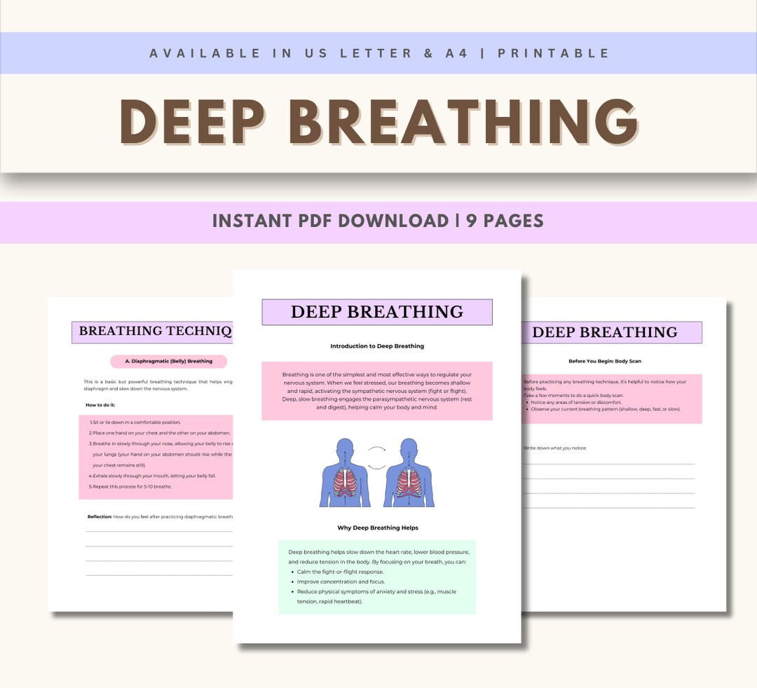 Deep Breathing Exercise, Emotional Regulation, Anxiety Relief Worksheet ...