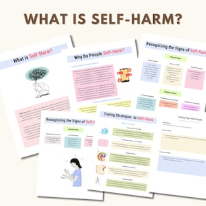 Self Harm Coping Skills Worksheets for Teen Mental Health, Reflective ...