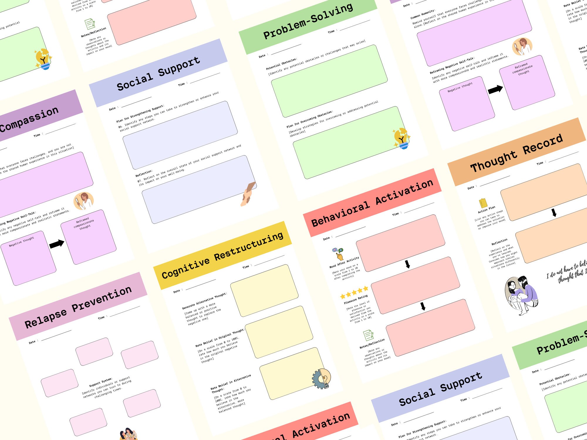 Managing Depression Worksheets for Adult, Reframing Negative Thoughts ...
