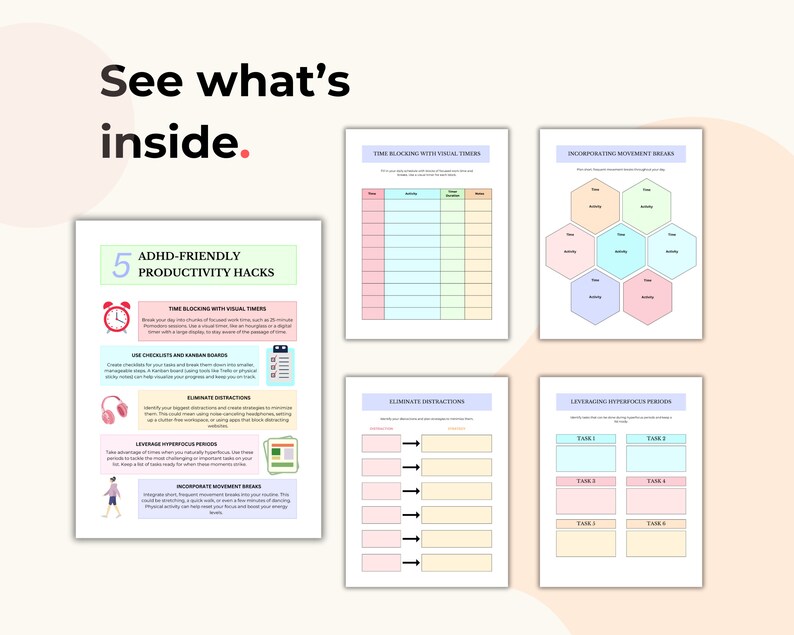 ADHD Executive Functioning Skills Strategies Psychoeducation Worksheets ...