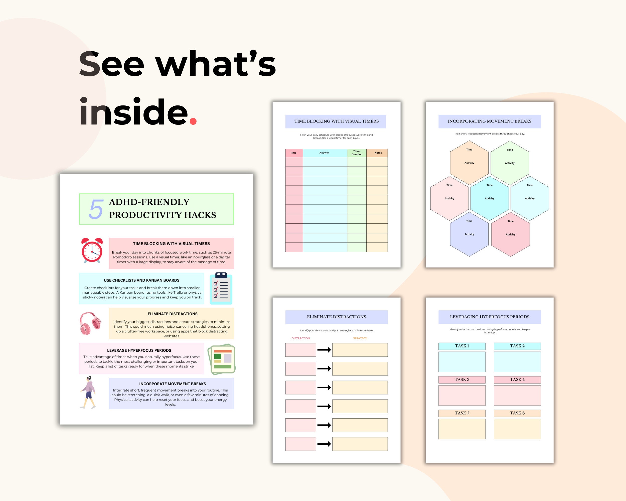 ADHD Executive Functioning Skills Strategies Psychoeducation Worksheets ...