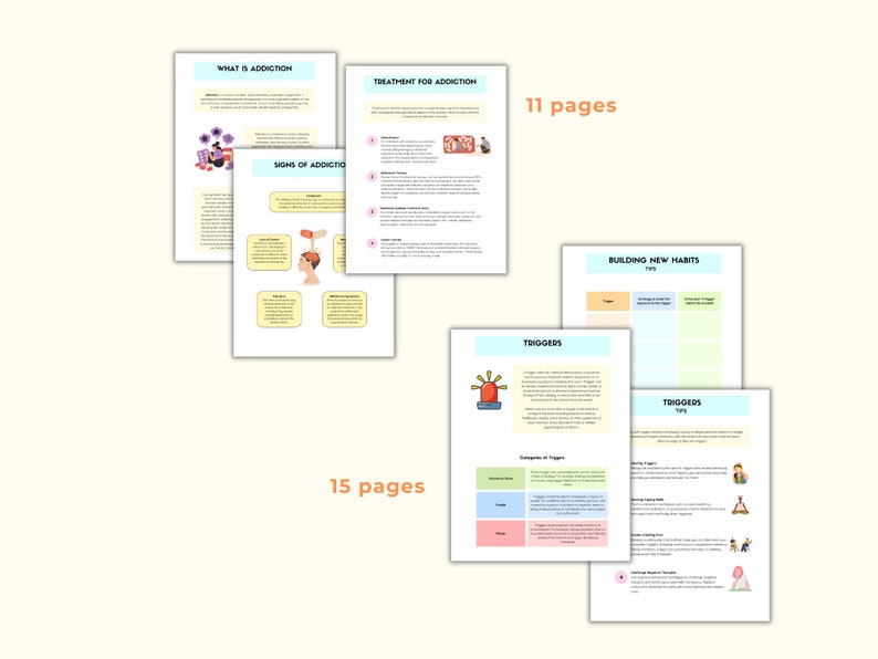 Addiction Therapy Resources Bundle Worksheets, Cope With Trigger ...