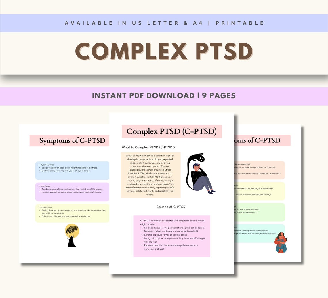 Complex PTSD Worksheets, Trauma Therapy Workbook for Adults, Coping ...
