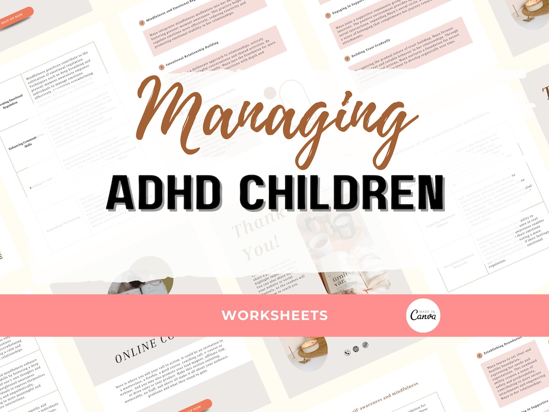 ADHD Worksheets for Kids, Printable Workbook Activities Kids, Children ...