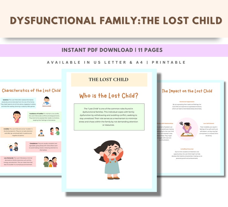 Roles in Dysfunctional Family Worksheets, the Lost Child, Internal ...