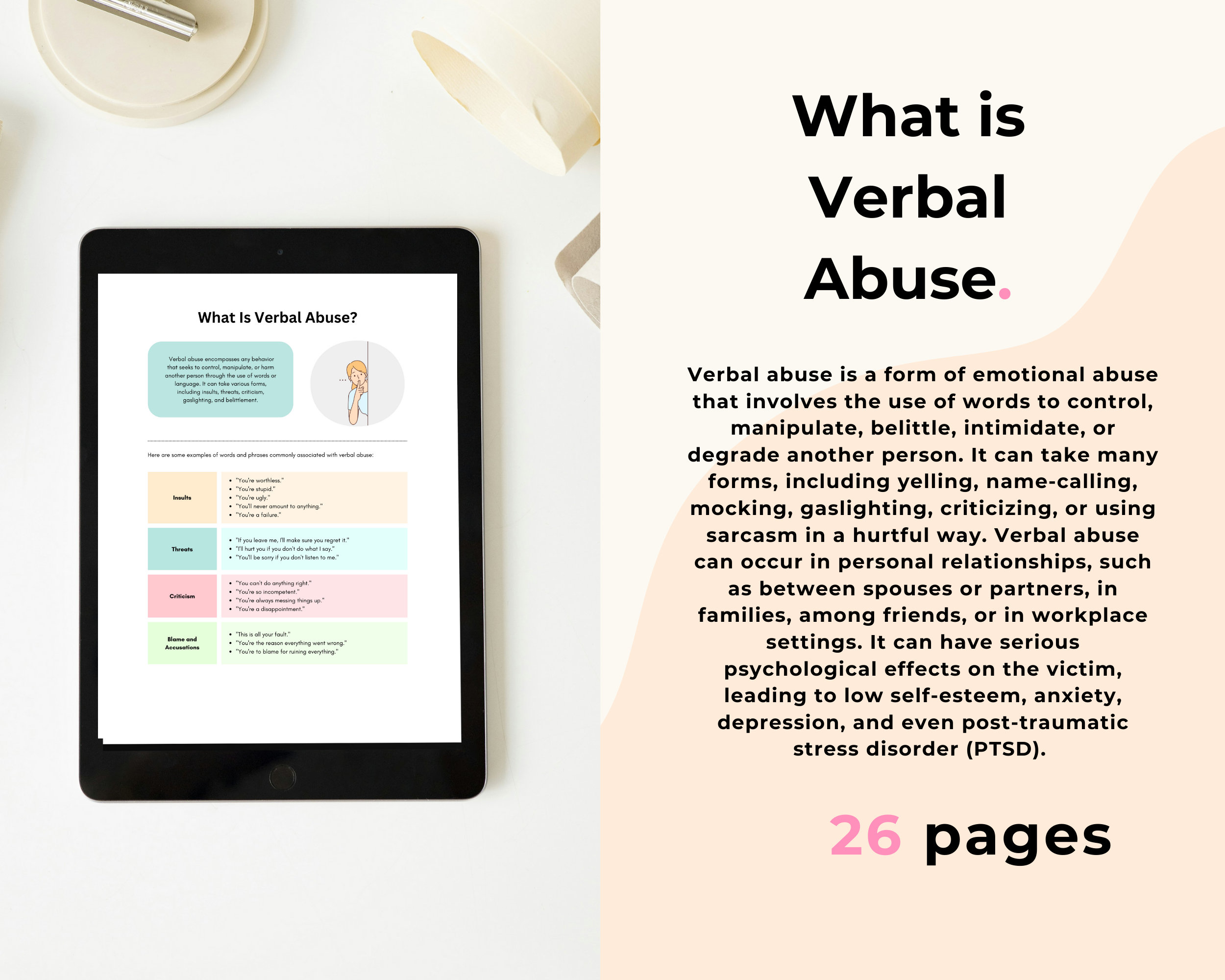 Verbal Abuse Worksheets for Emotional Manipulation, Mental Abuse ...