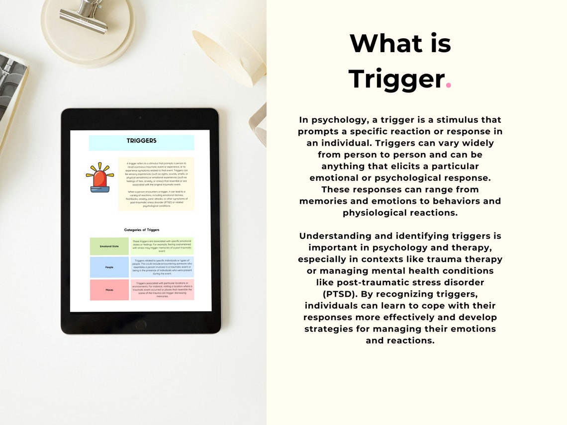 Understanding Trigger Worksheets for Trauma Therapy, PTSD, Thought ...