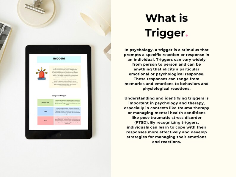 Understanding Trigger Worksheets for Trauma Therapy, PTSD, Thought ...