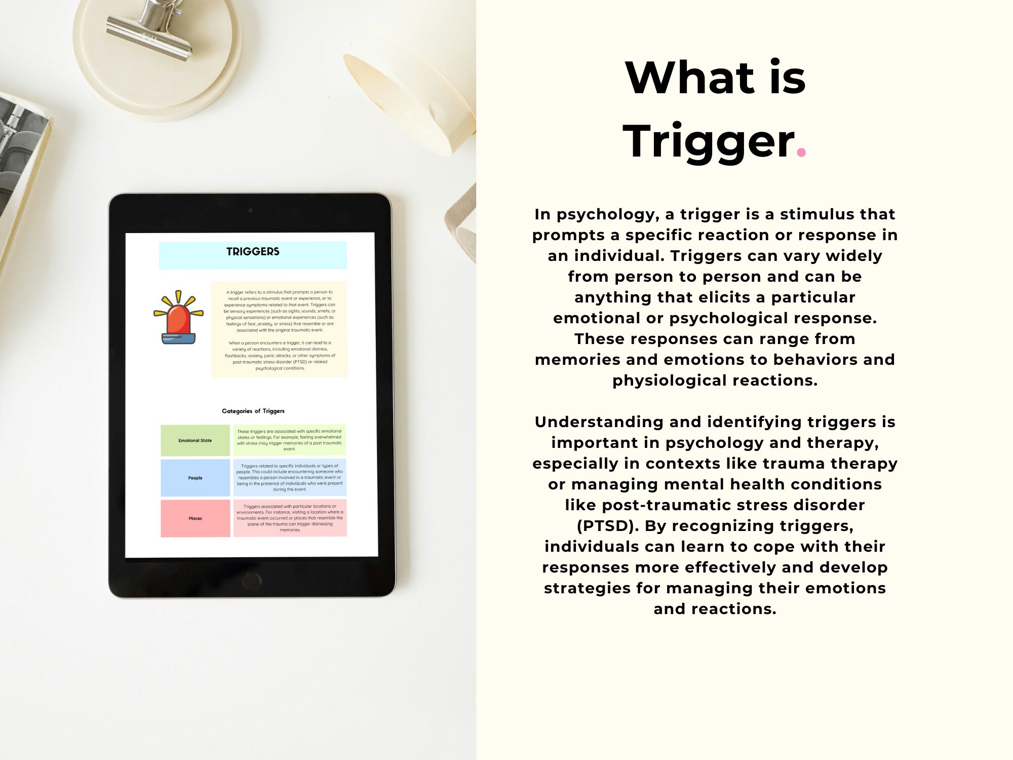 Understanding Trigger Worksheets for Trauma Therapy, PTSD, Thought ...
