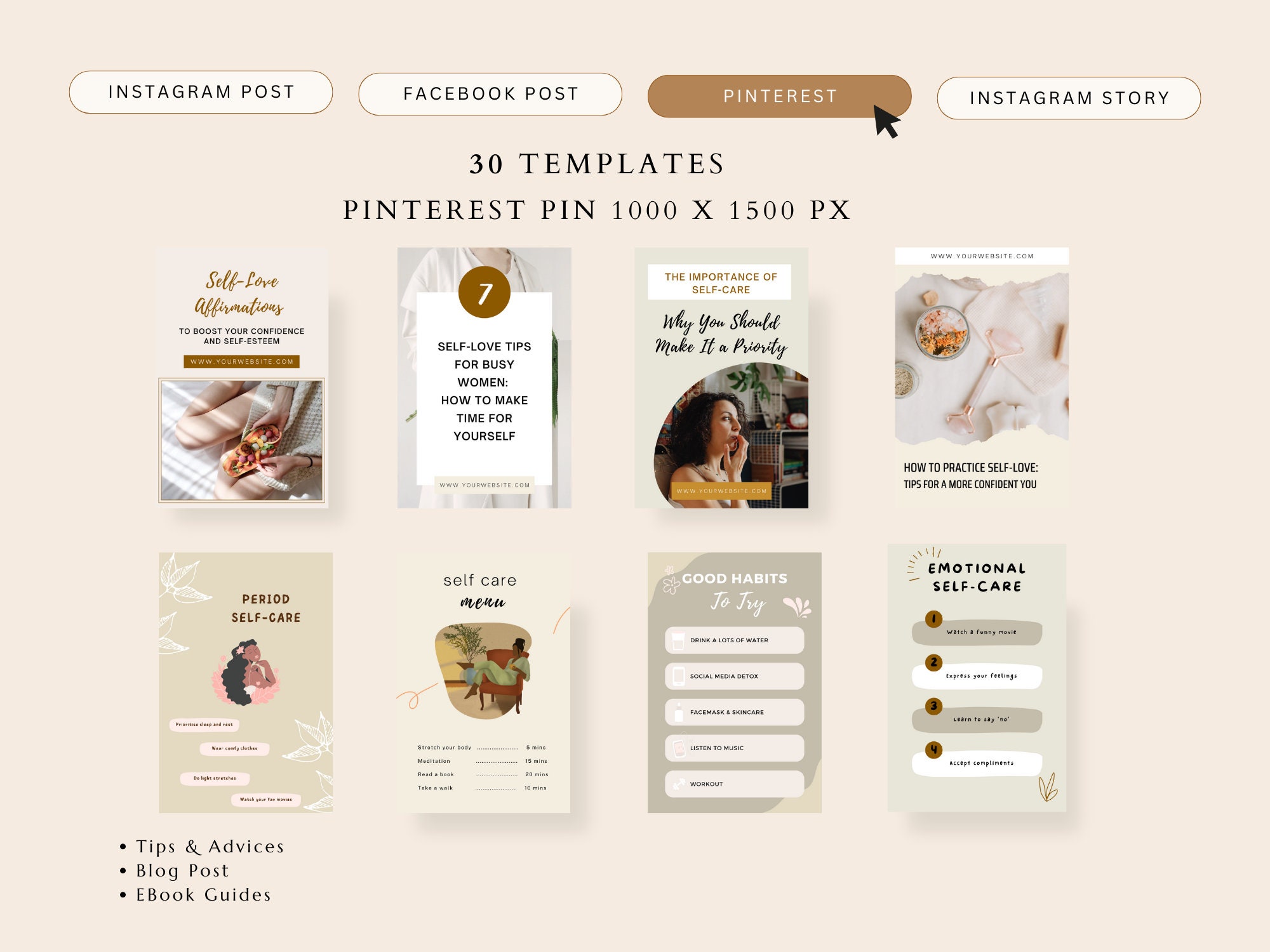 Self Care Self Love Social Media Bundle, Life Coach Instagram Templates ...