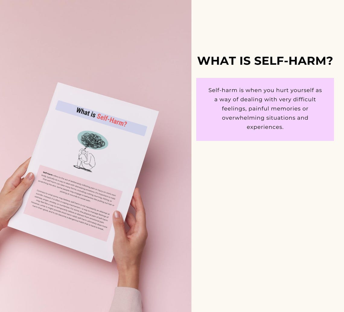 Self Harm Coping Skills Worksheets for Teen Mental Health, Reflective ...