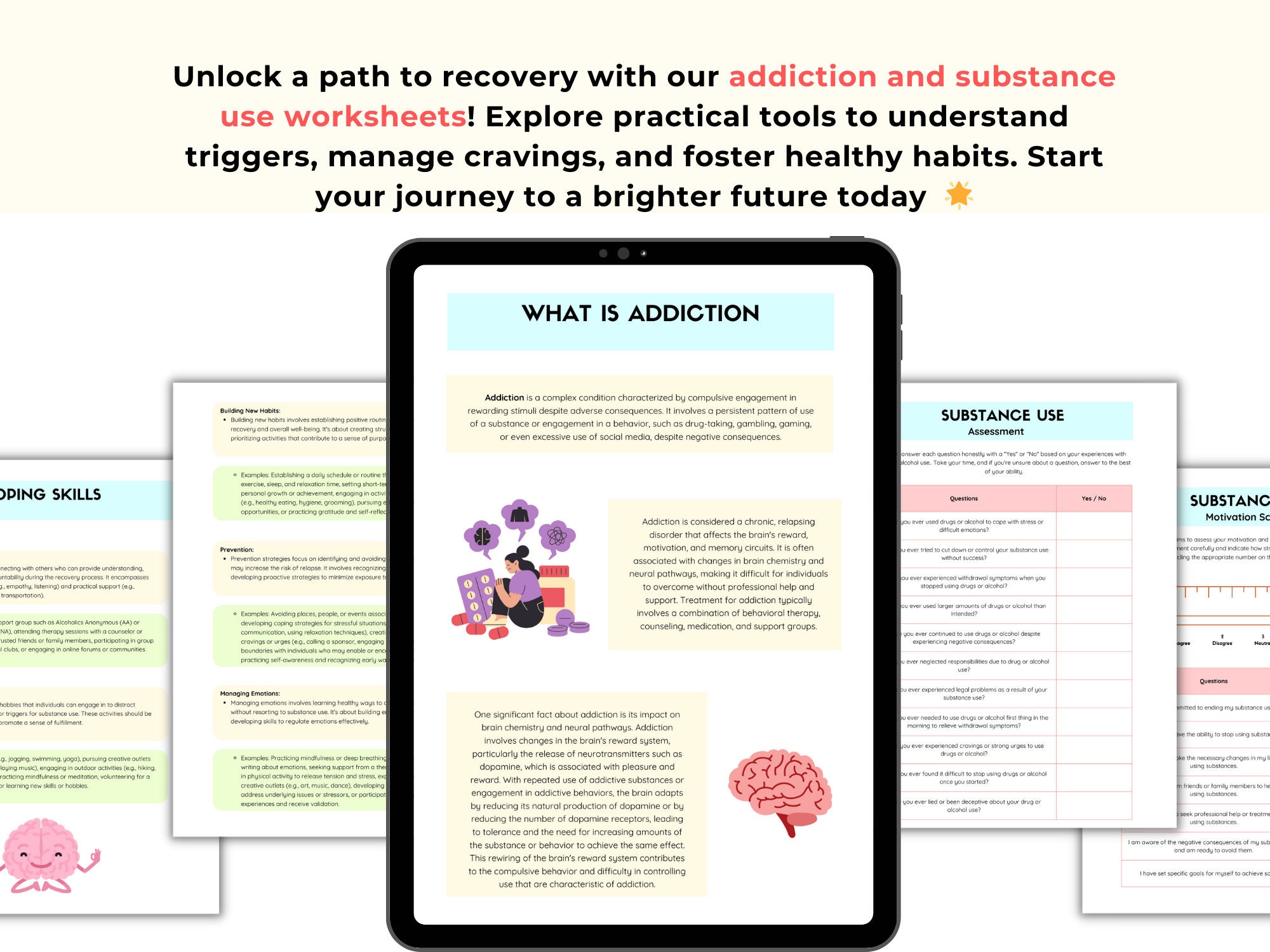 Addiction and Substance Use Recovery Worksheets for Adults and Teens ...