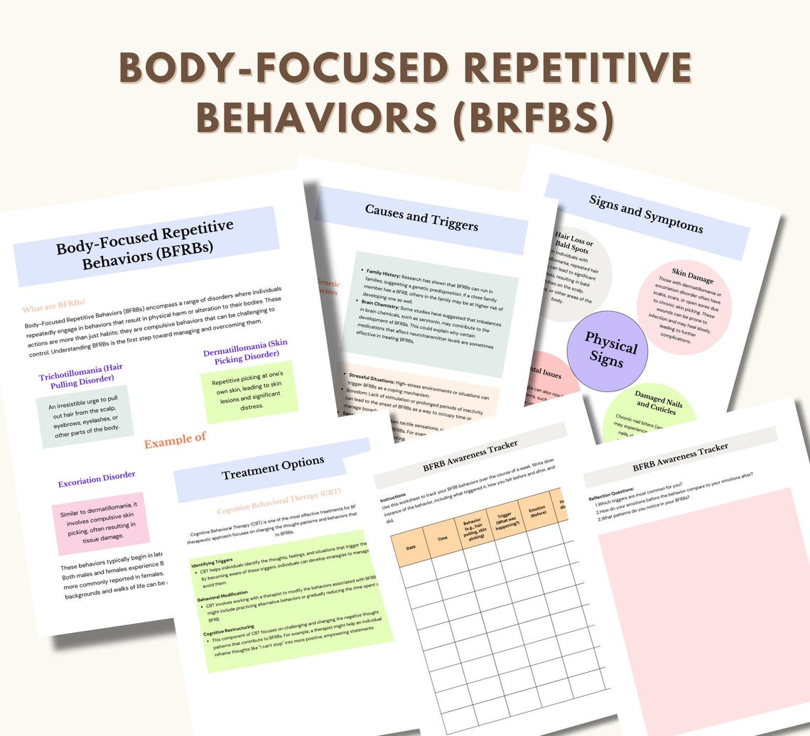 Body-focused Repetitive Behaviors Worksheets, Skin Picking Disorder ...