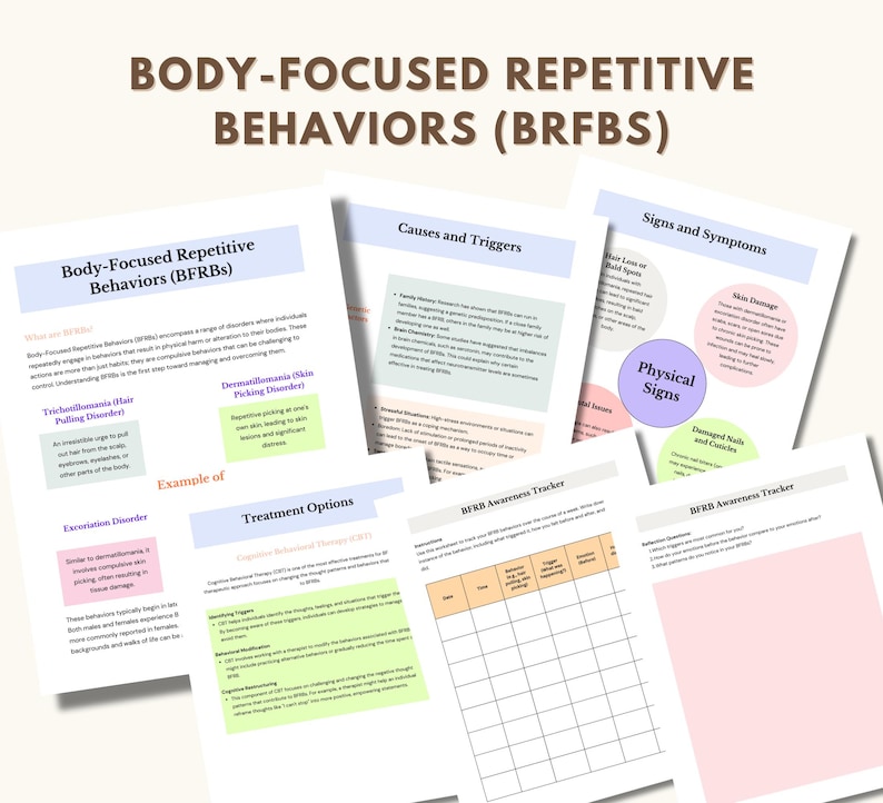 Body-focused Repetitive Behaviors Worksheets, Skin Picking Disorder ...