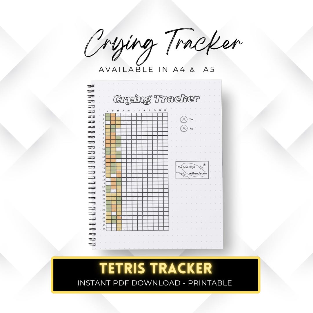 Crying Tetris Yearly Tracker, PRINTABLE Journal Template, Emotion ...