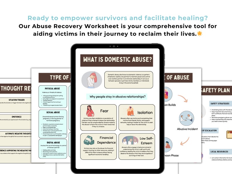 Domestic Abuse in Unhealthy Relationships Worksheets, Recovery Trauma ...